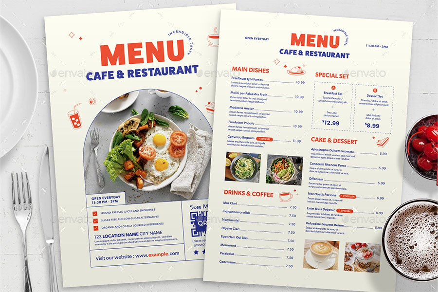 Modern Cafe Menu Template, Print Templates | GraphicRiver