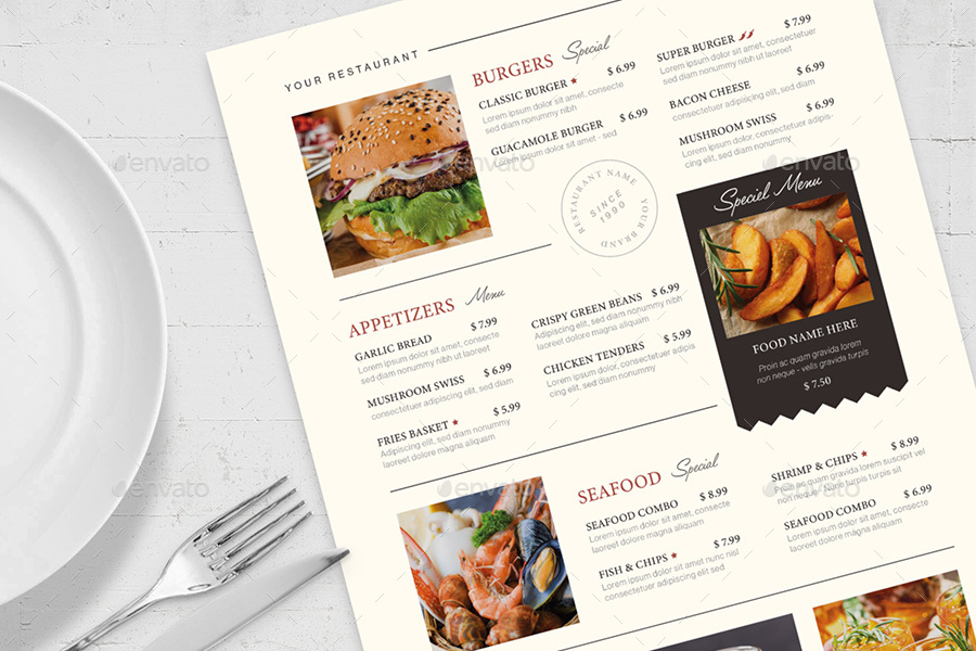 Refined Menu Template, Print Templates | GraphicRiver