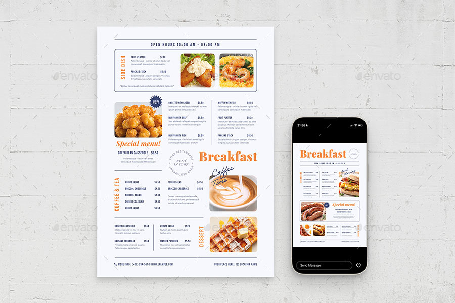 Breakfast Menu Template, Print Templates | GraphicRiver