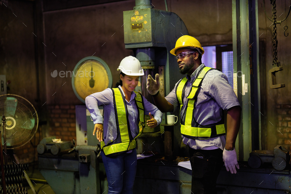 Workers relax dancing like a robot and have fun atmosphere during break ...