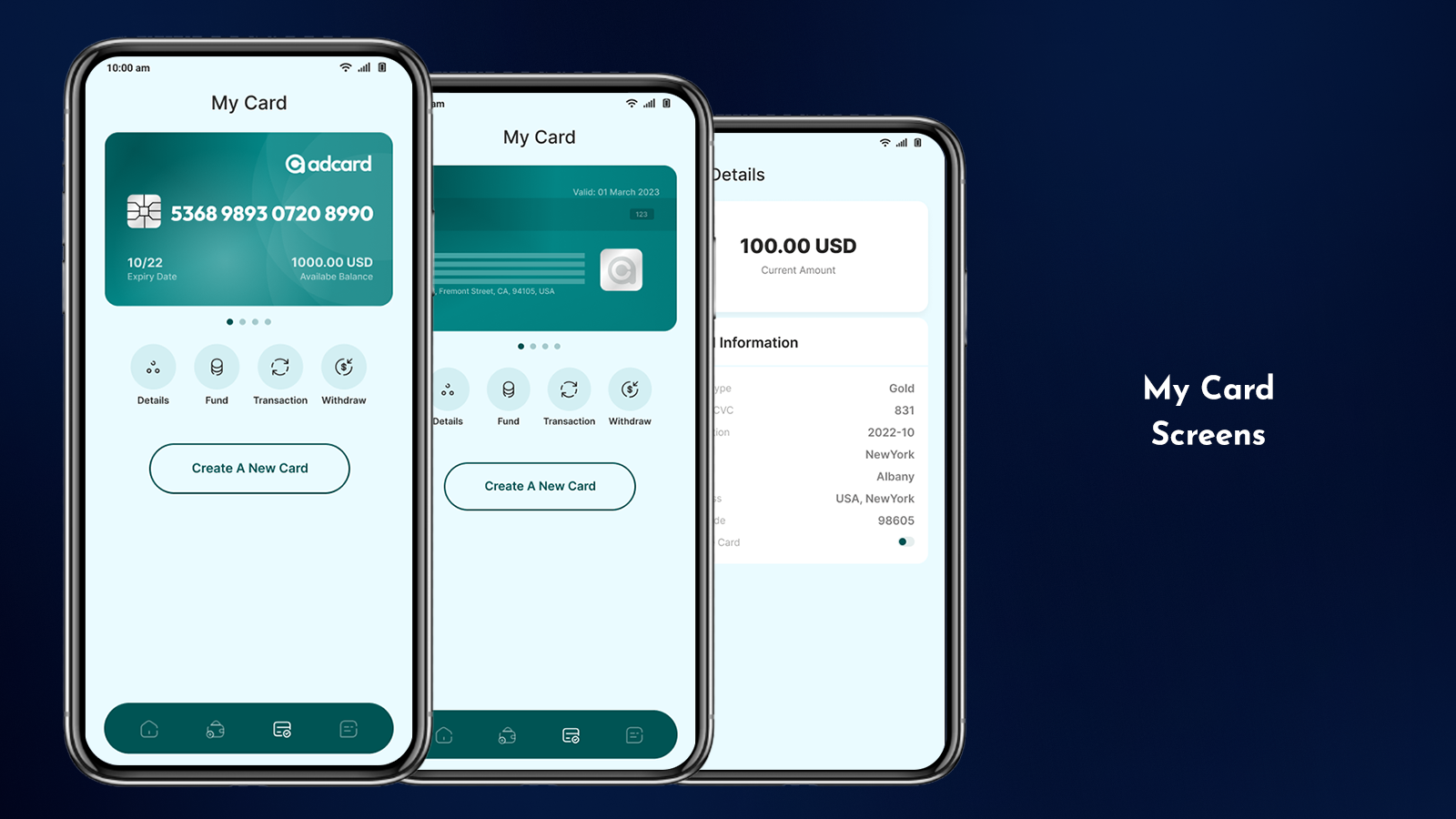 AdCard - Virtual Credit Card Platform Flutter App by AppDevsX | CodeCanyon