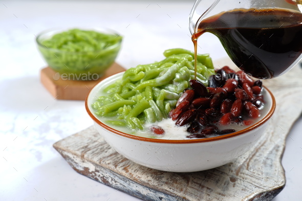 Malaysian Desserts Called Cendol. Cendol is Made From Crushed Ice Cubes ...