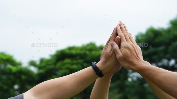 Volunteer join hand together concept.Ecology concept and World ...