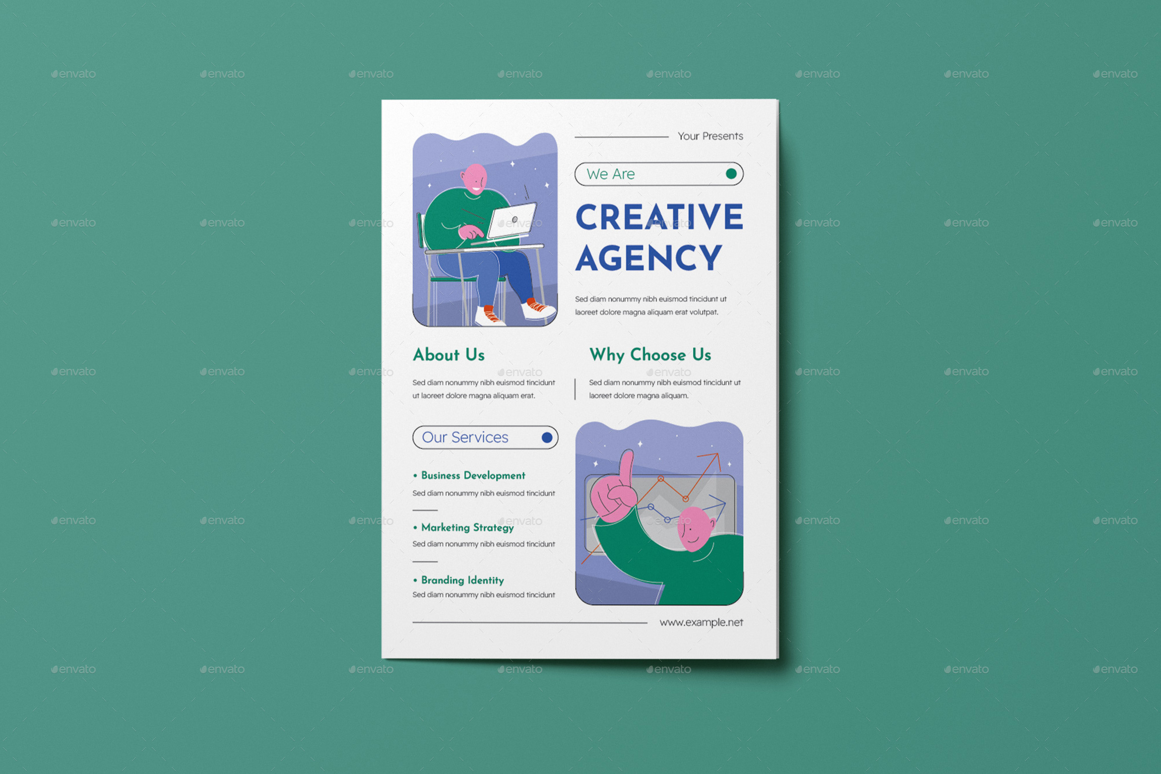 Flat Creative Agency Flyer Set, Print Templates | GraphicRiver
