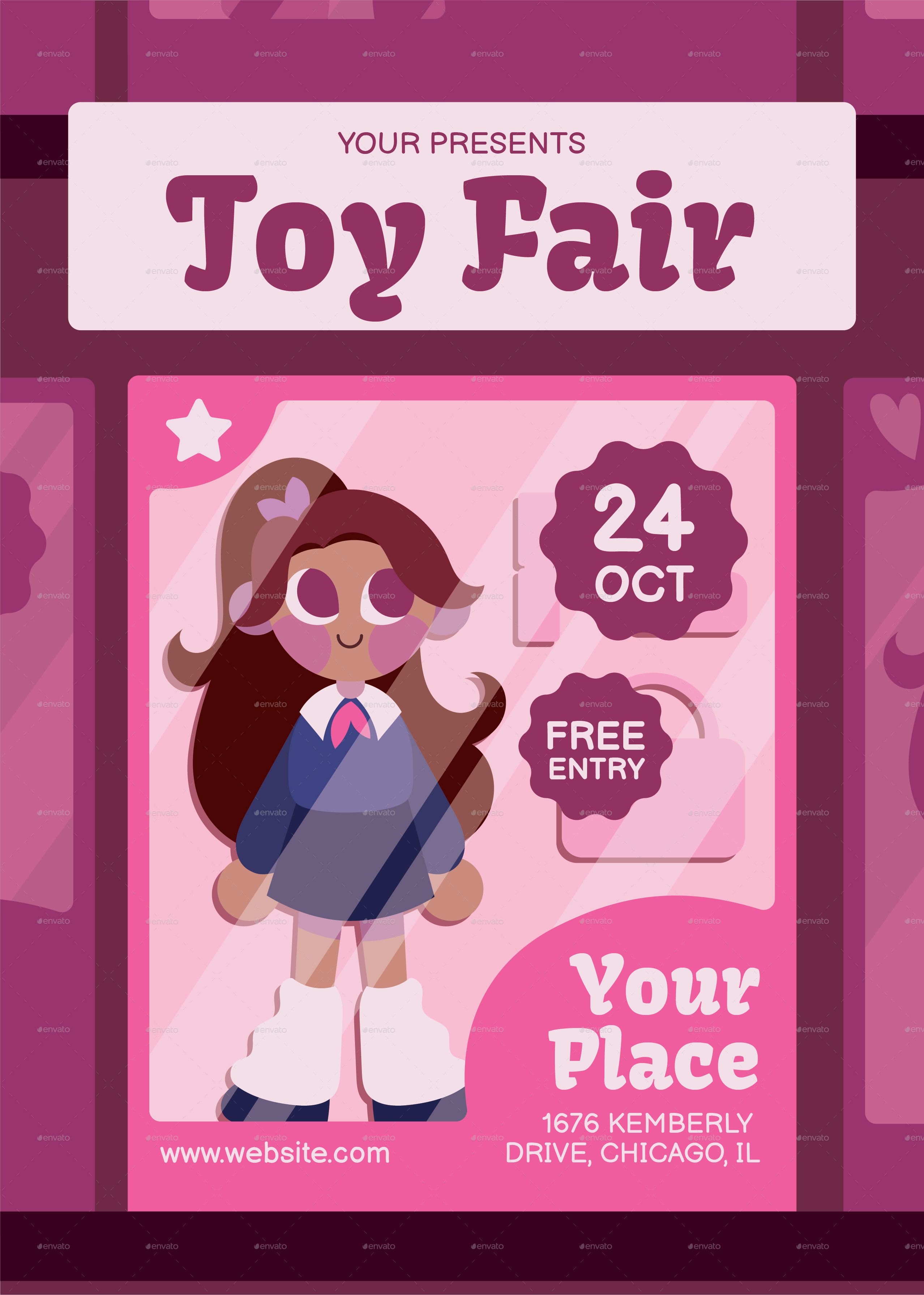 Pink Toy Fair Set, Print Templates | GraphicRiver