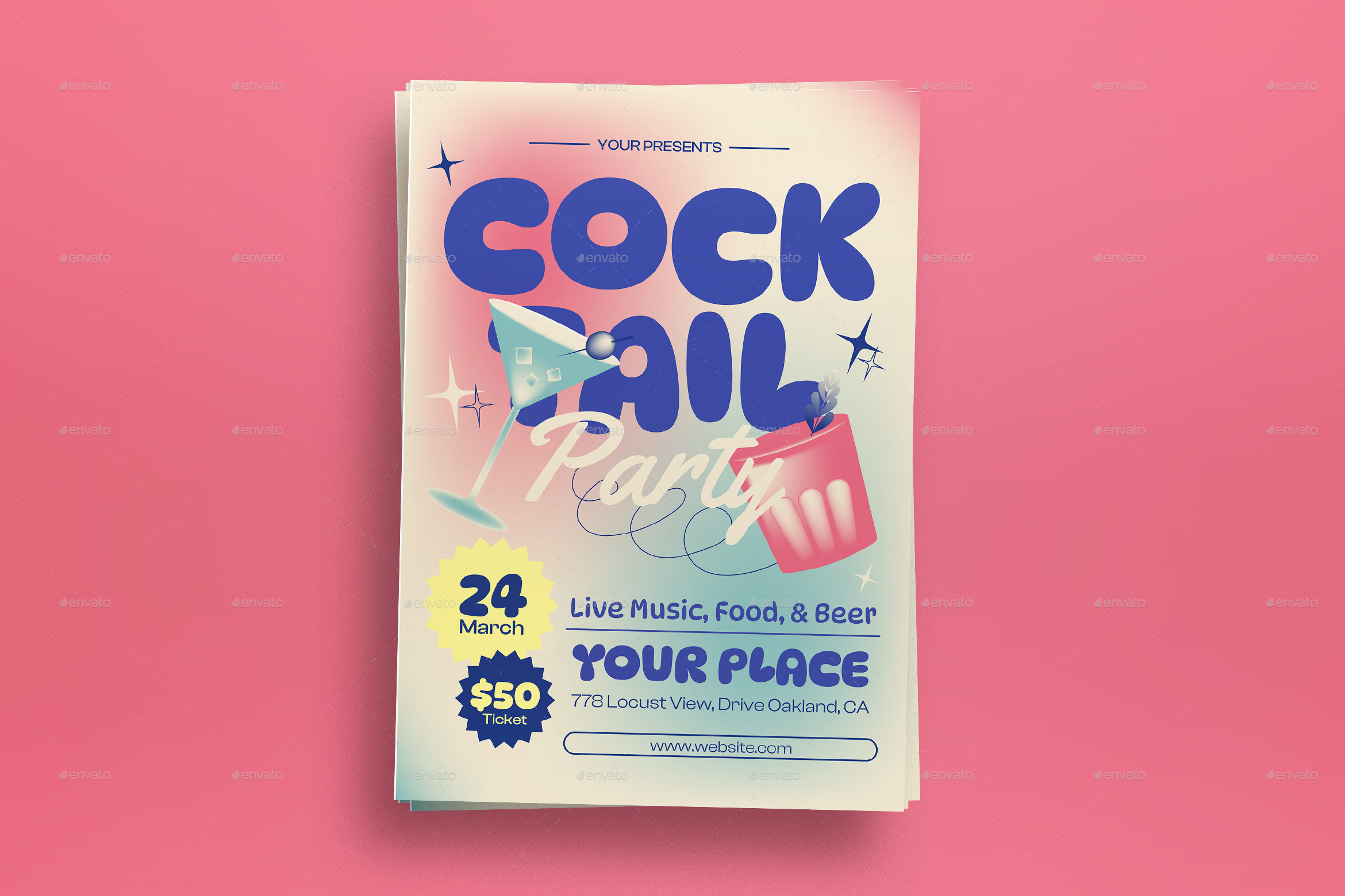 Blue Gradient Cocktail Party Flyer, Print Templates | GraphicRiver