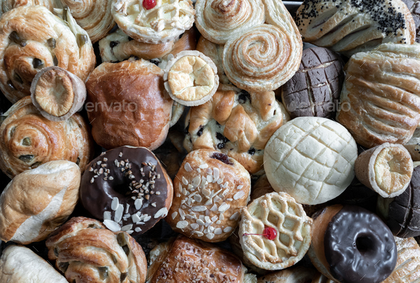 Many different types of Mexican traditional sweet breads Stock Photo by ...