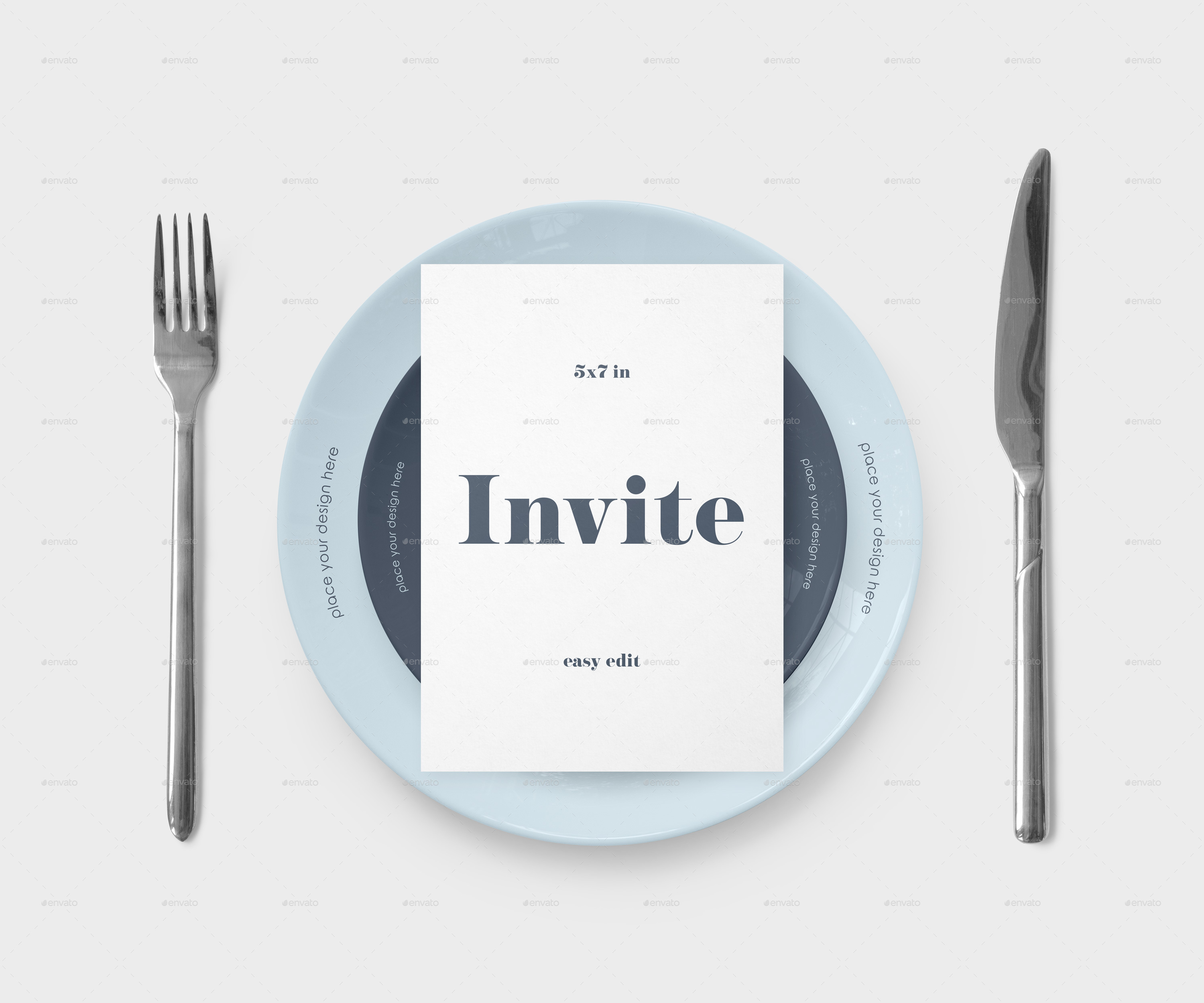 Wedding Invitation Card on a Plate Mockup Set, Graphics | GraphicRiver