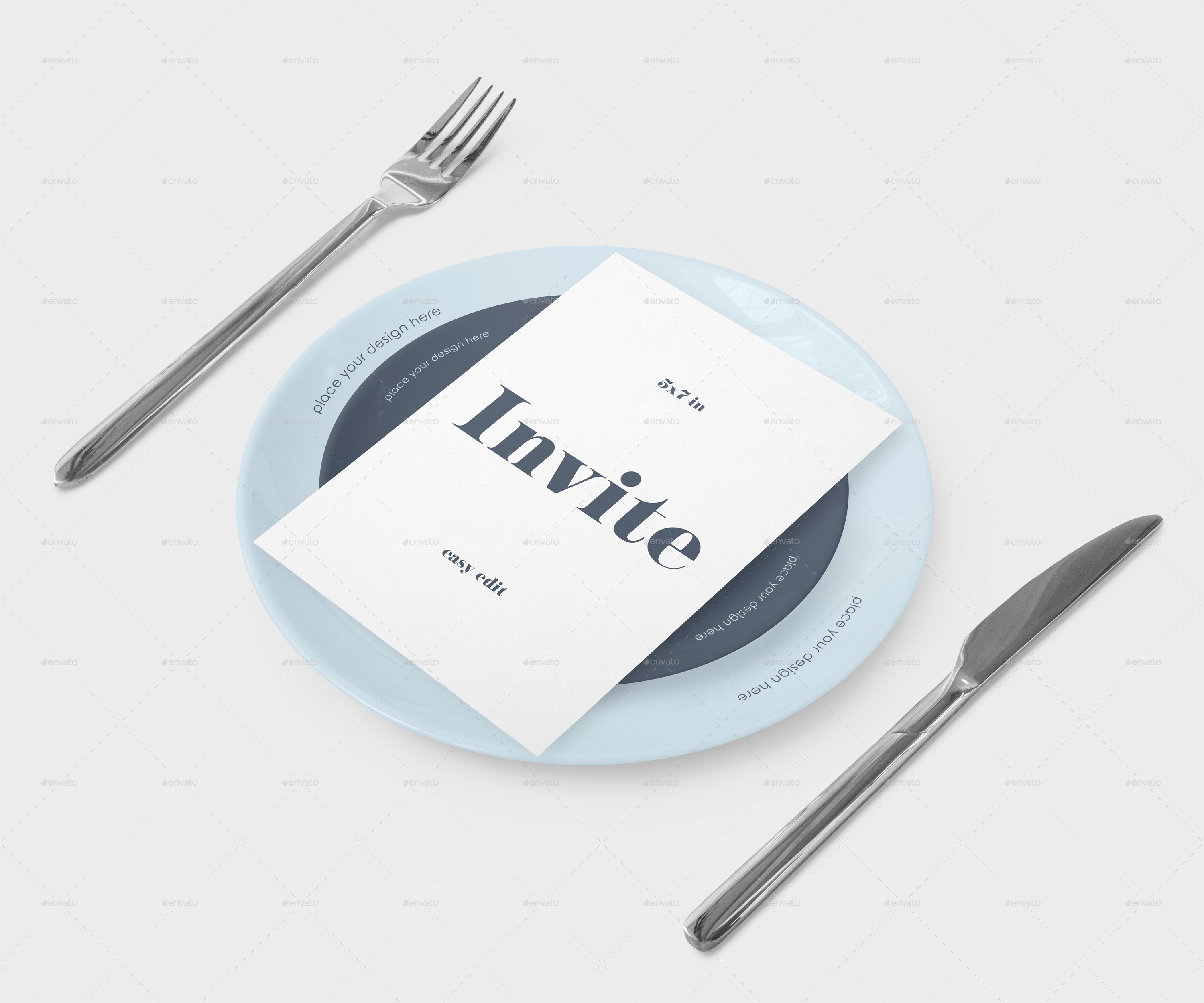 Wedding Invitation Card on a Plate Mockup Set, Graphics | GraphicRiver