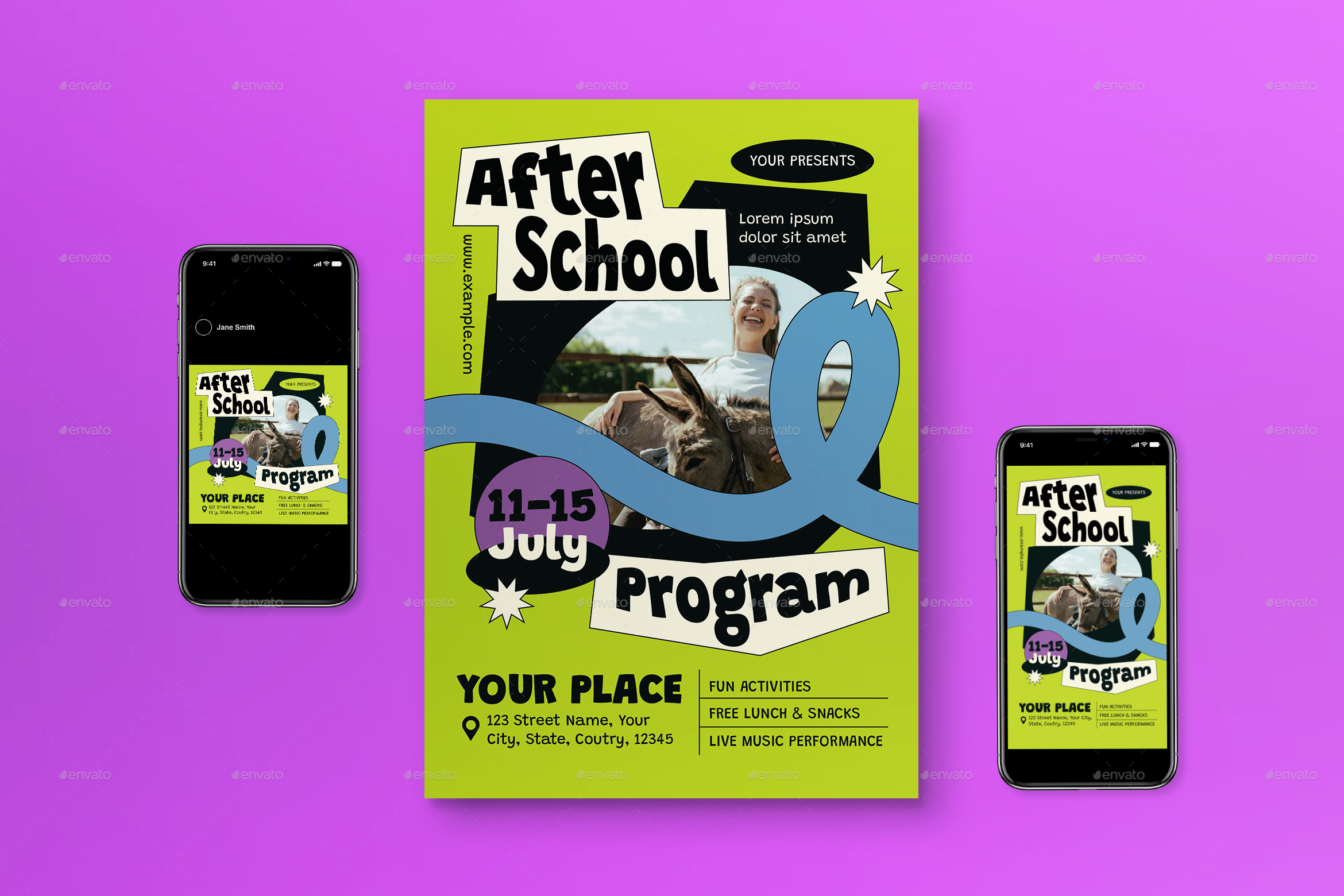 Green Fun After School Program Flyer Set, Print Templates | GraphicRiver