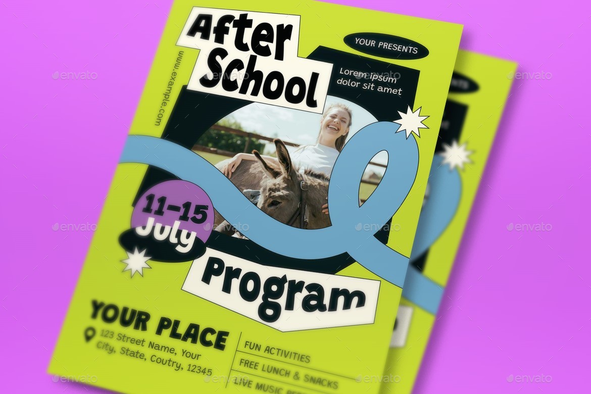 Green Fun After School Program Flyer Set, Print Templates | GraphicRiver