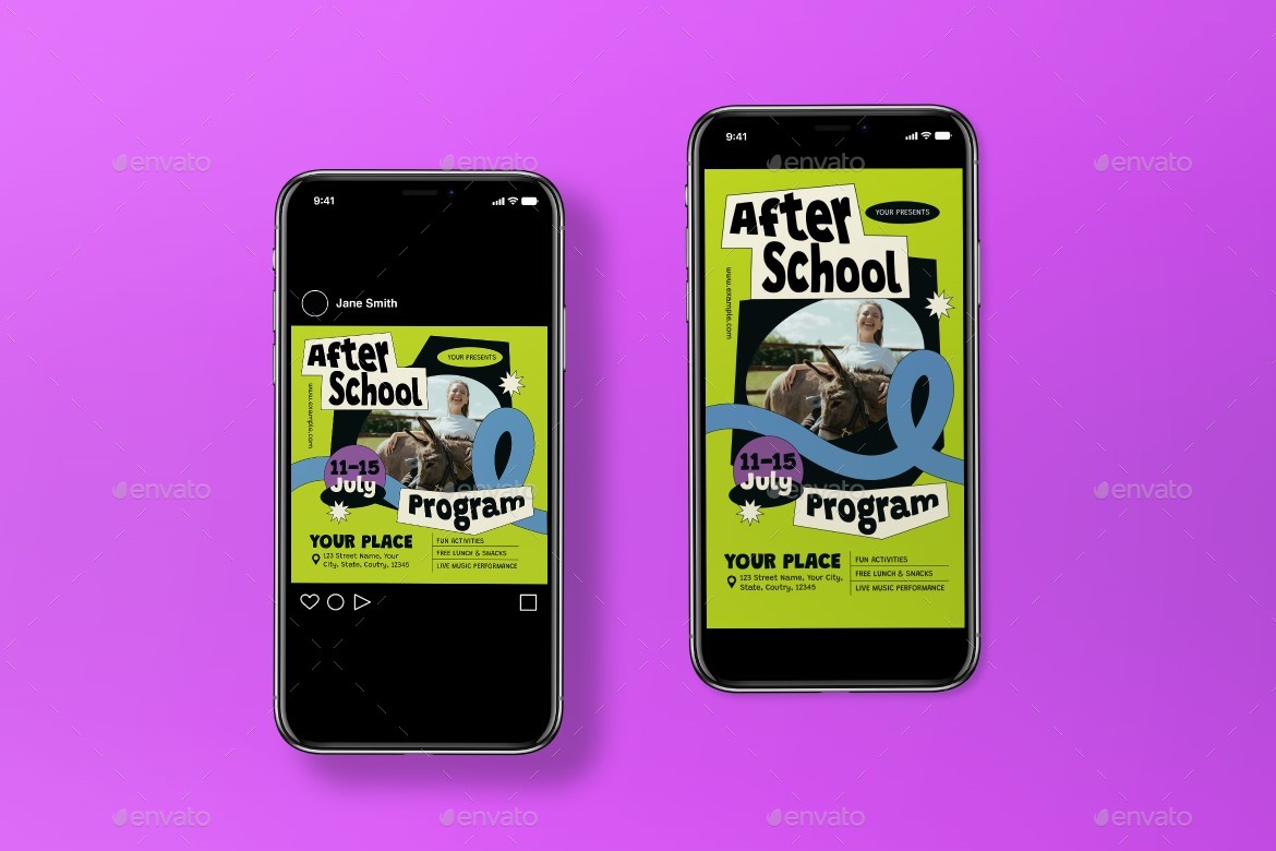 Green Fun After School Program Flyer Set, Print Templates | GraphicRiver