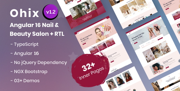 Ohix - Beauty Salon & Nail Bar Angular 16 Template by HiBootstrap | ThemeForest