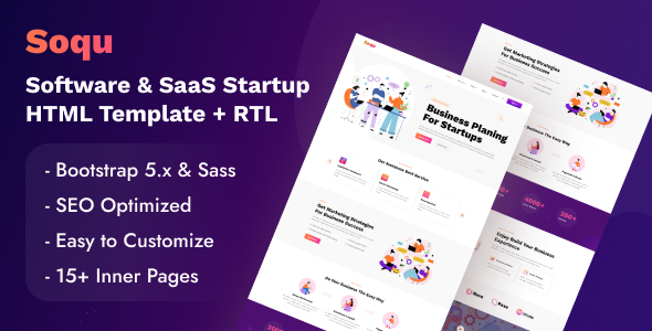 Soqu - Software & SaaS Startup Bootstrap 5 Template by HiboTheme | ThemeForest