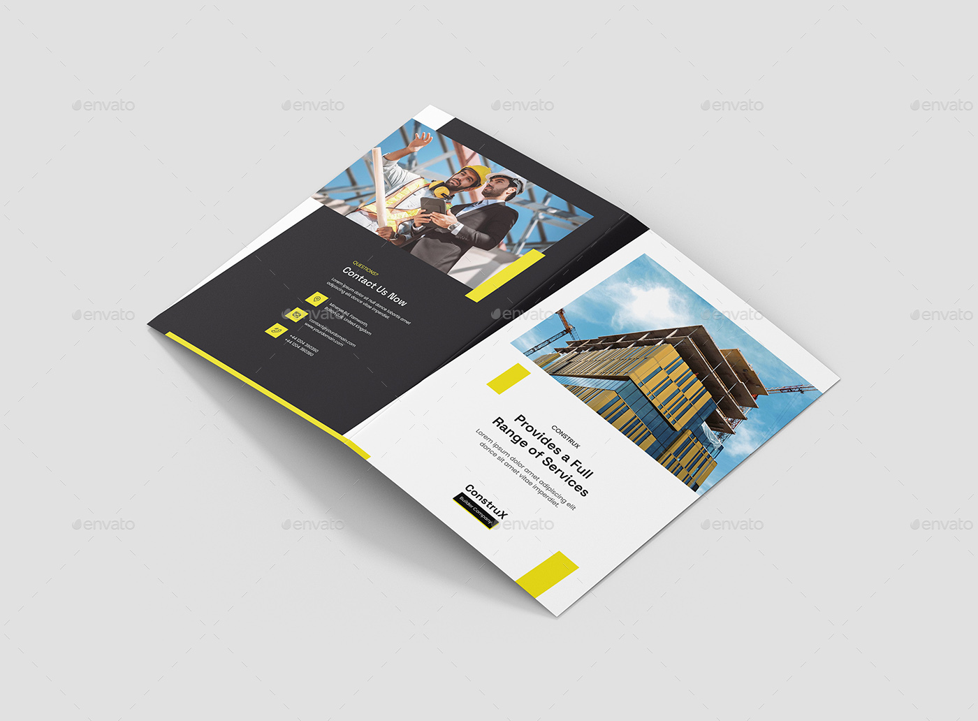 Construction Brochure Bi-Fold Template, Print Templates | GraphicRiver