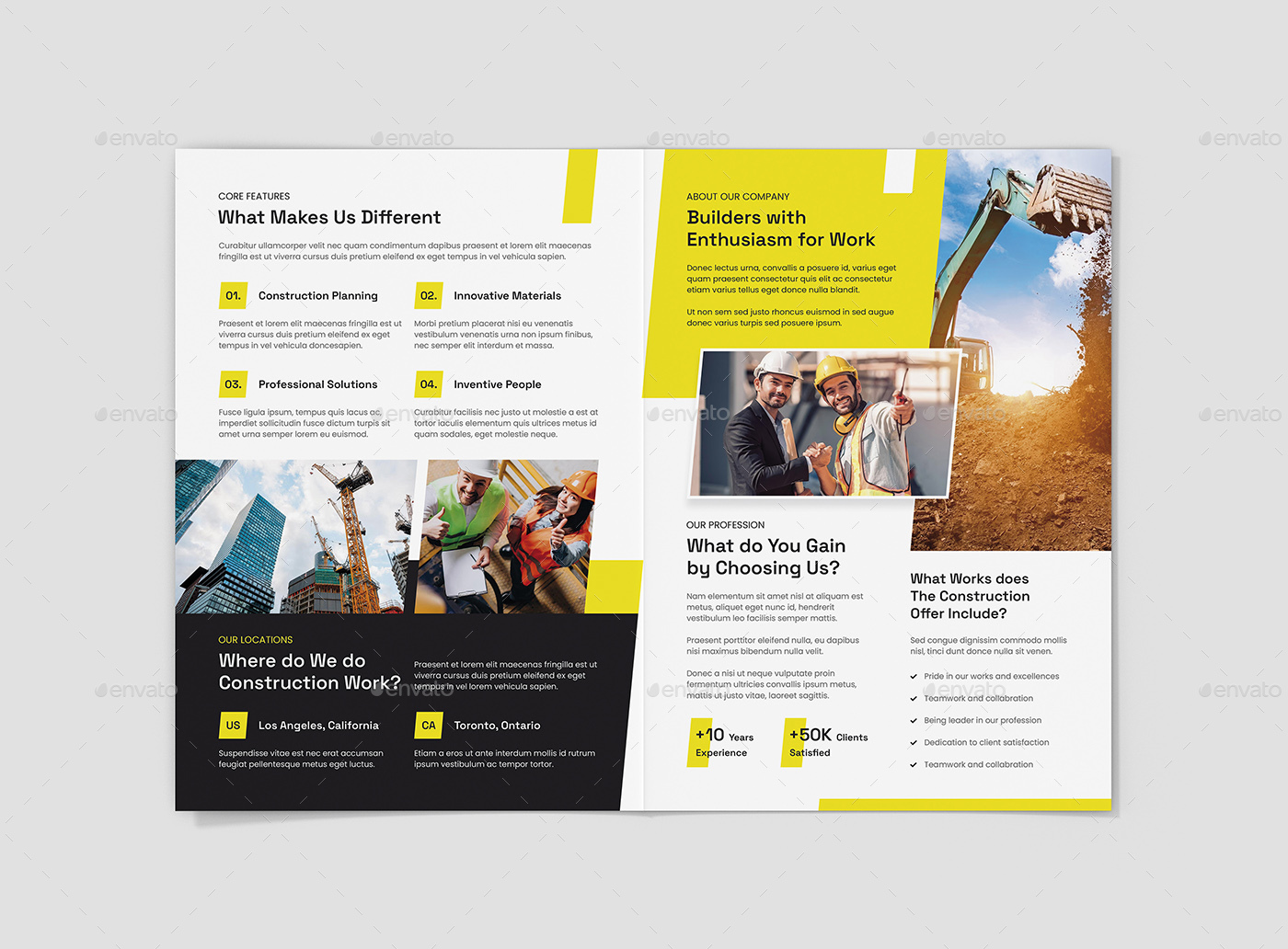 Construction Brochure Bi-Fold Template, Print Templates | GraphicRiver