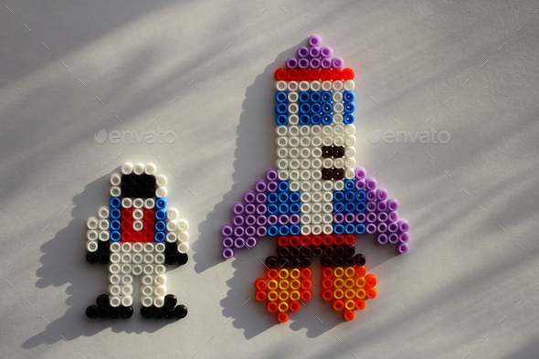 children's craft cosmonaut a rocket in space from mosaic. preschool ...