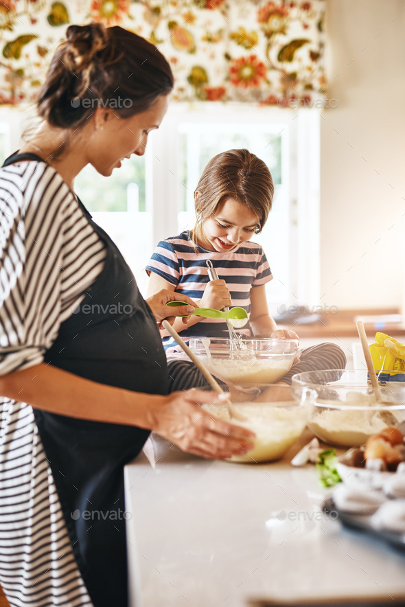 Measuring their ingredients according to the recipe Stock Photo by ...