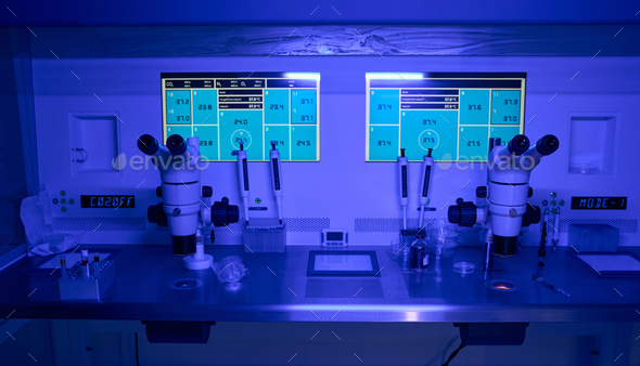 View to equipment of laboratory of genetics and reproduction Stock ...