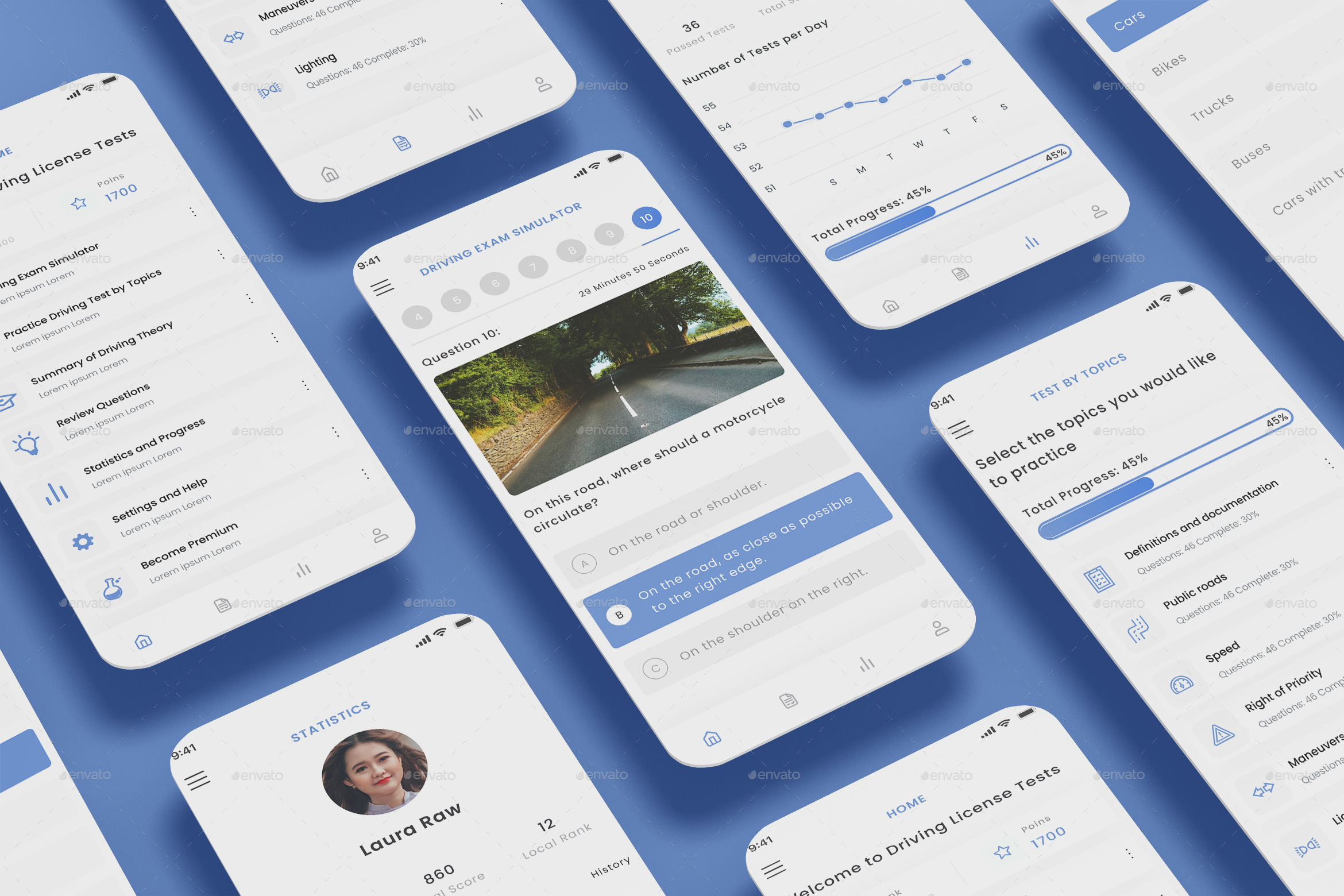 Driving License Tests & Drive Car Academy App Ui, Web Elements ...