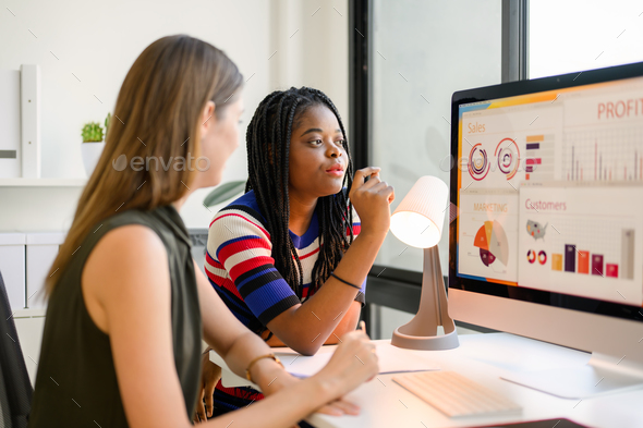 Marketing accounting team meeting and working together at company Stock ...