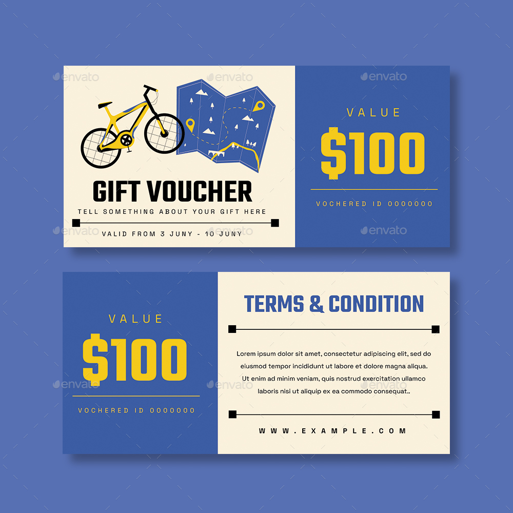 Cream World Bicycle Day Voucher, Print Templates | GraphicRiver