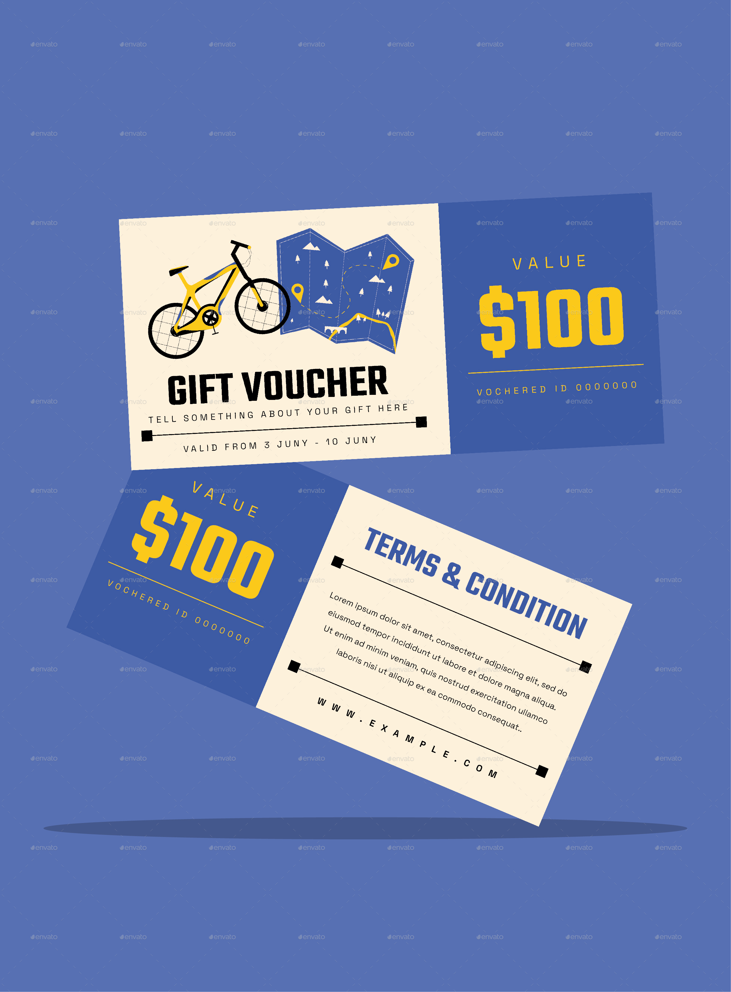 Cream World Bicycle Day Voucher, Print Templates | GraphicRiver