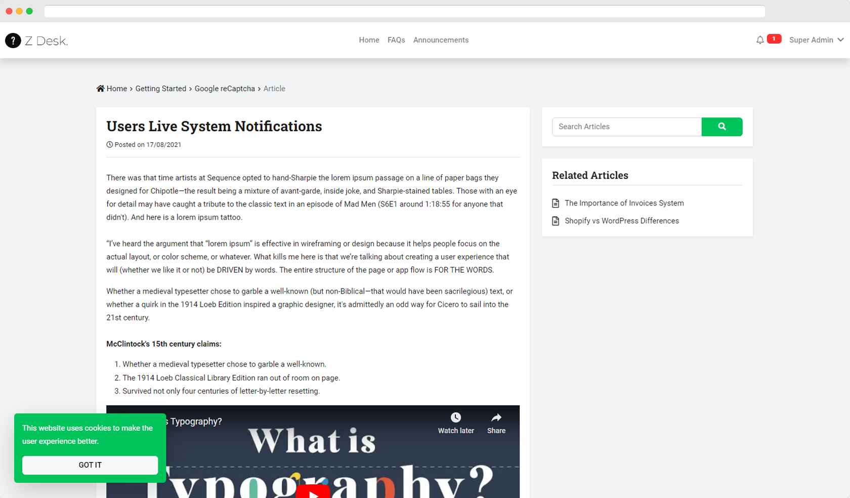 Z Desk - Support Tickets System with Knowledge Base and FAQs by zaiblab