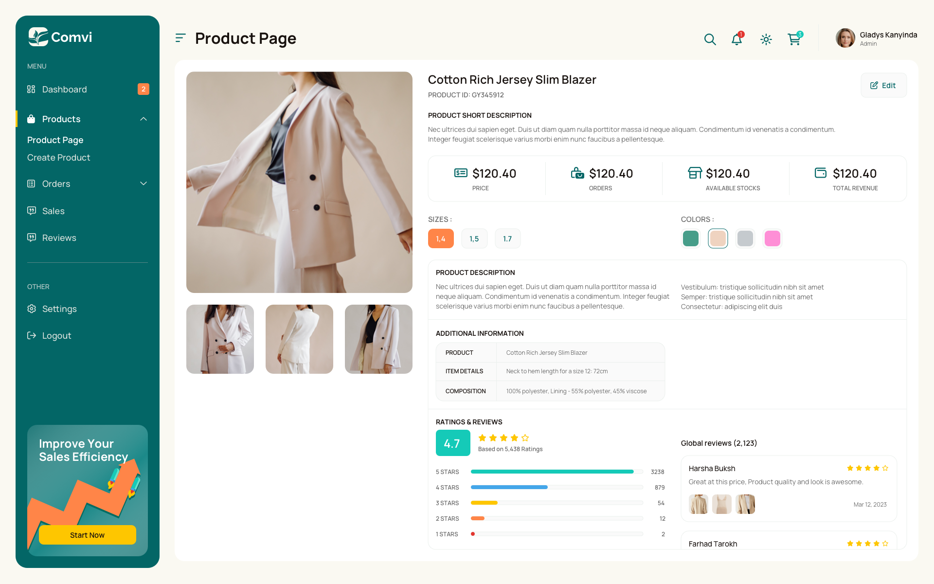 Comvi – Sales Analytics Dashboard for Photoshop by merkulove | ThemeForest