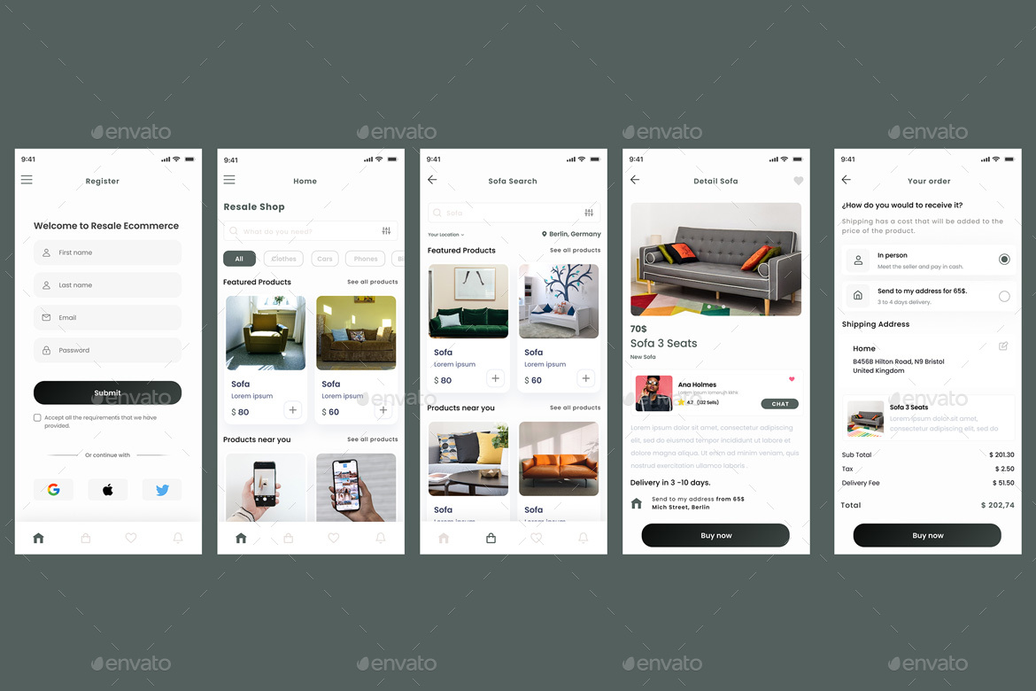 Resale E-commerce, Second Hand Shop & Store App UI, Web Elements ...