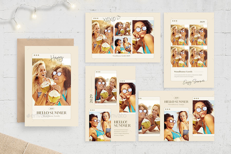 Family Photo Card Template Set, Print Templates | GraphicRiver