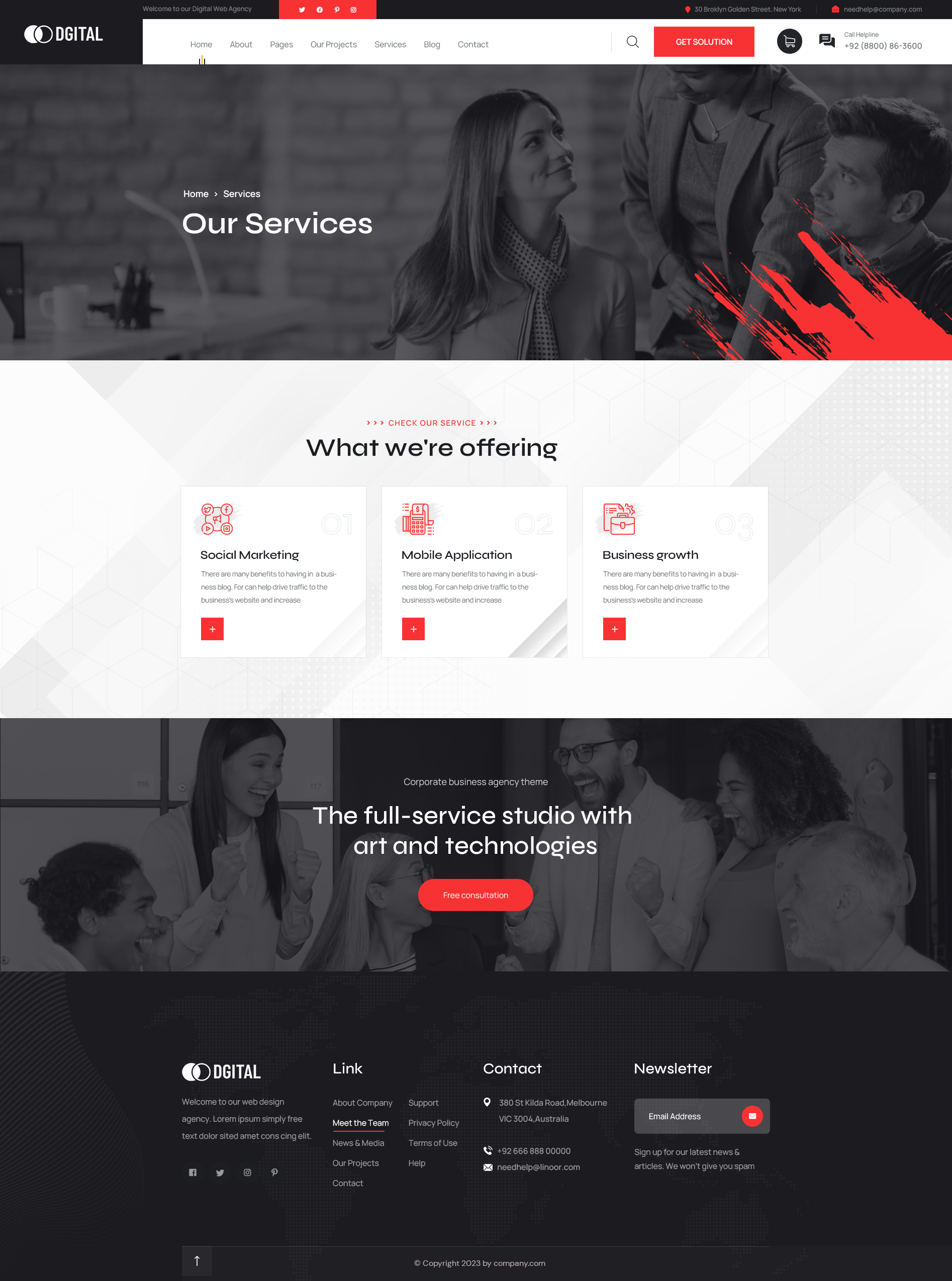 Dgital- Creative Digital Agency xd Template by webplateone | ThemeForest