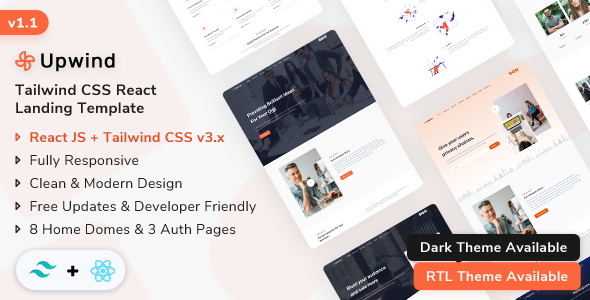 Upwind - React Js Landing Page Template by ShreeThemes | ThemeForest