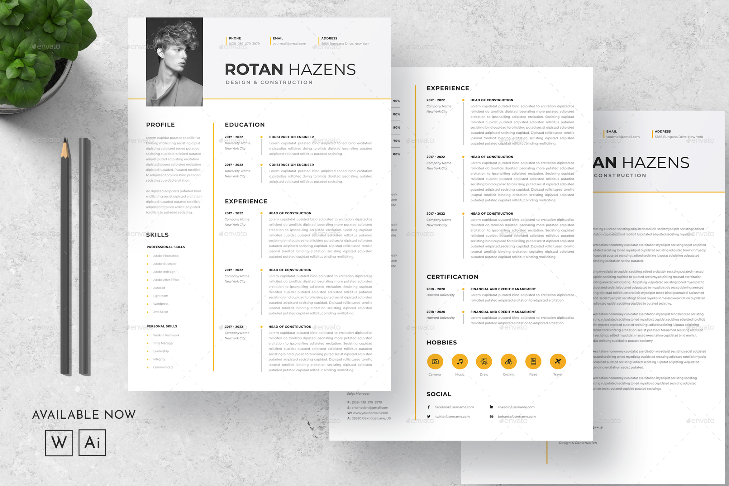 Resume Word/Docx Template, Print Templates | GraphicRiver
