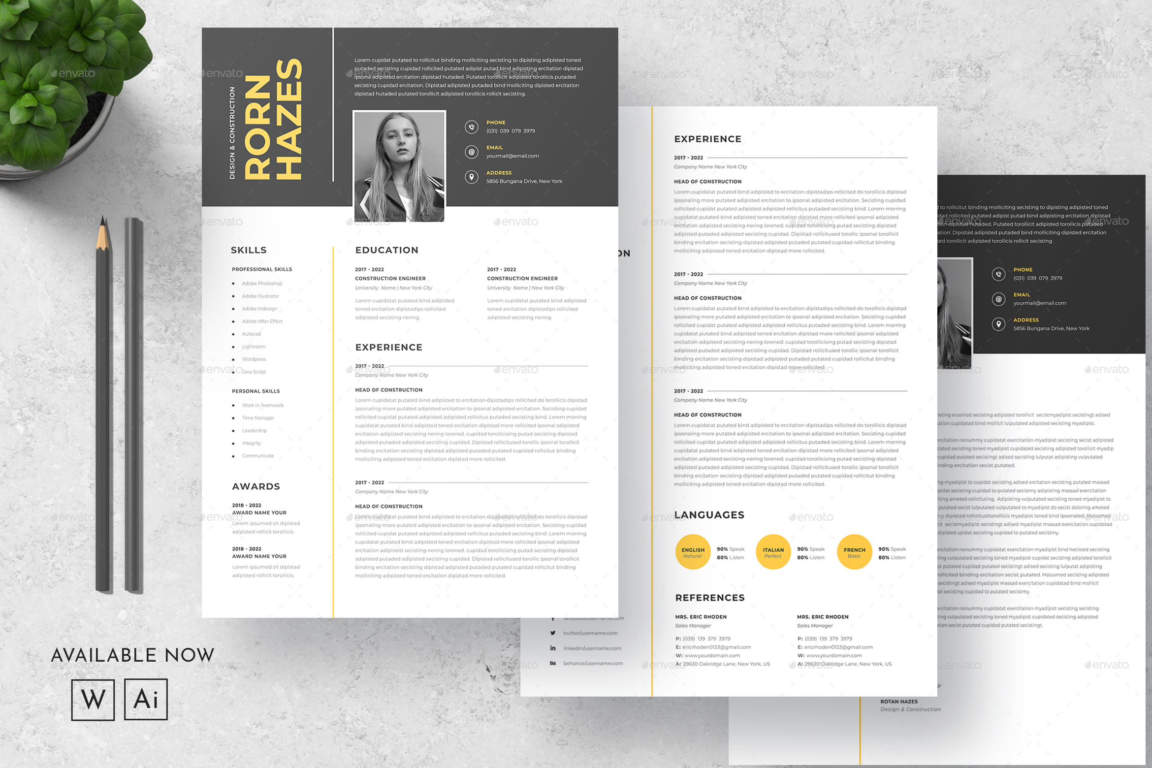 Resume Word Docx Template, Print Templates | GraphicRiver