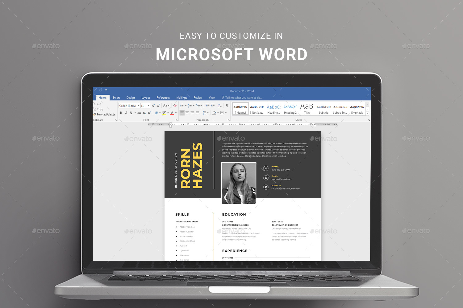 Resume Word Docx Template, Print Templates | GraphicRiver