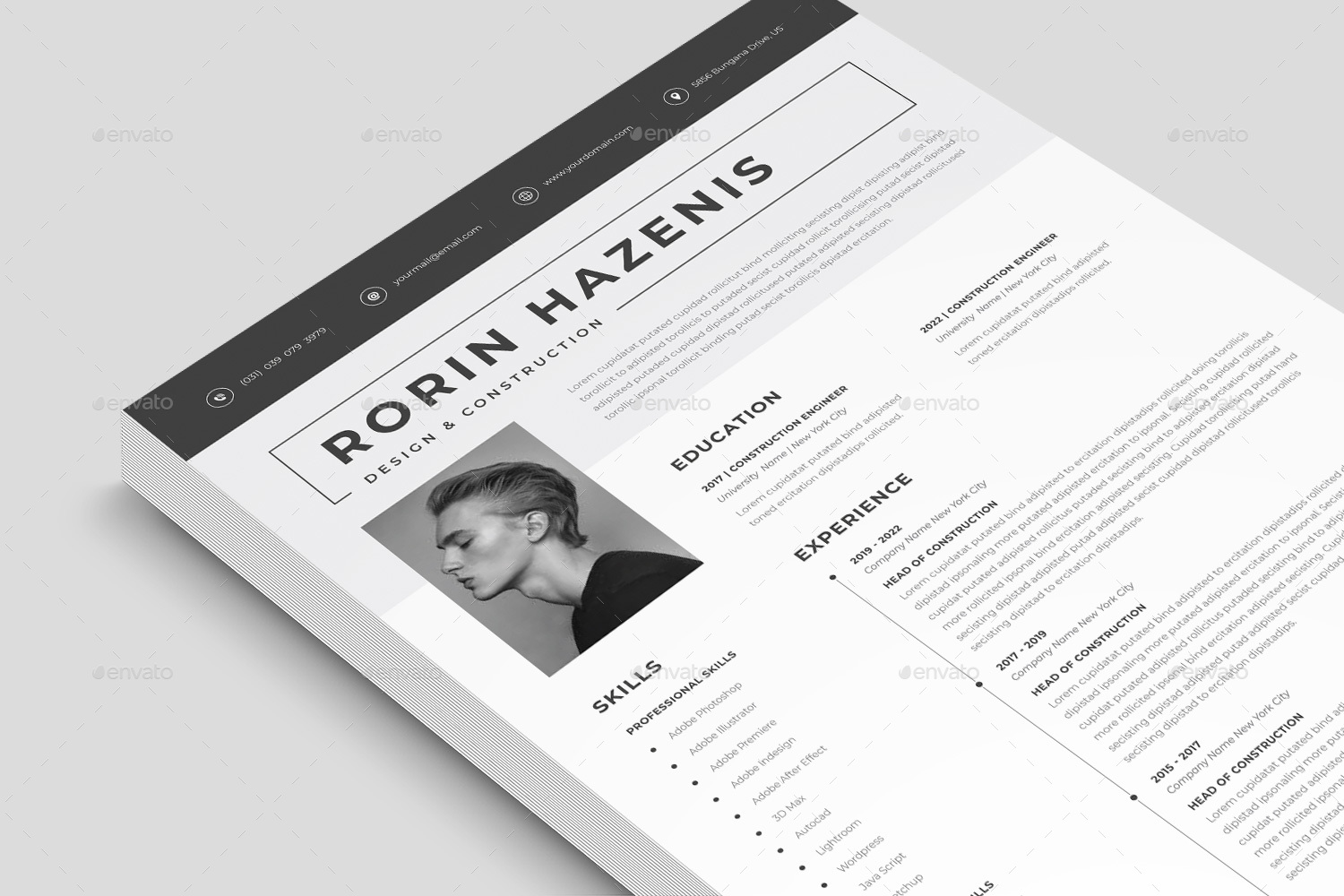 Resume Word Docx Template, Print Templates | GraphicRiver