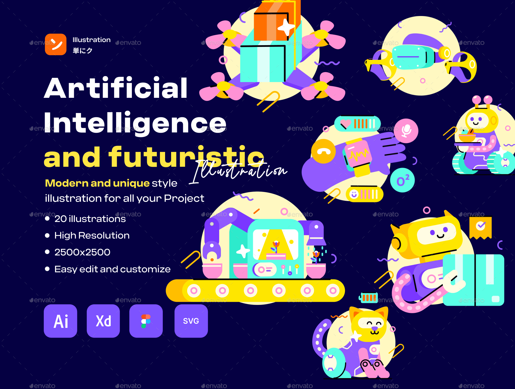Artificial Intelligence & Futuristic, Vectors | GraphicRiver