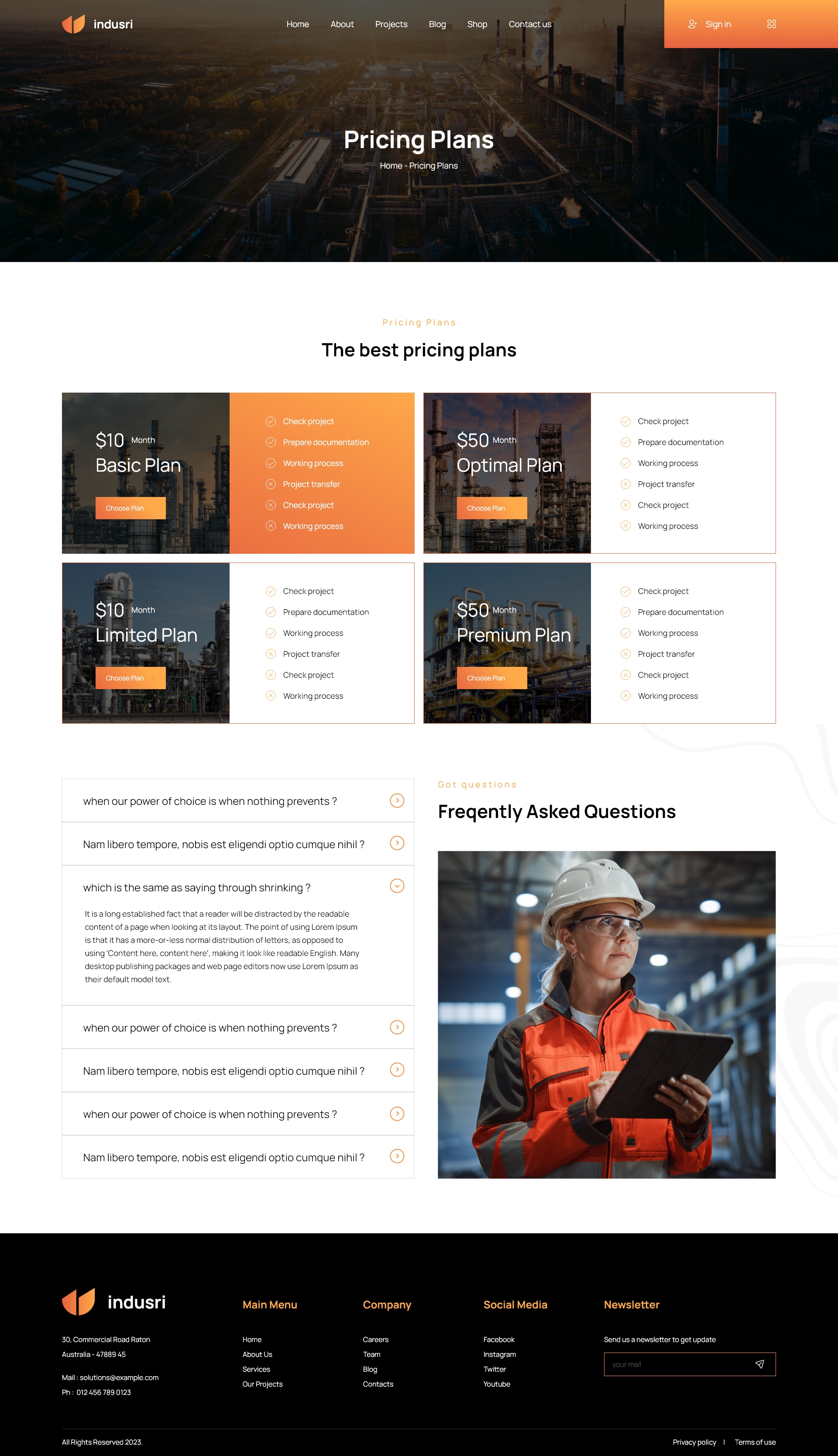 Indusri - Industrial, Factory Website Adobe XD Template by venusweb