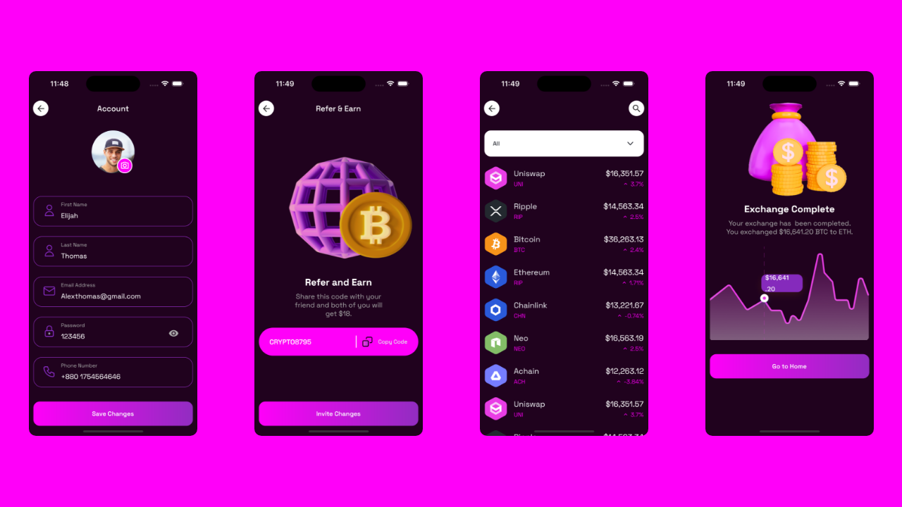 Crypto Exchange App - Flutter Mobile App Template by brixetechnology