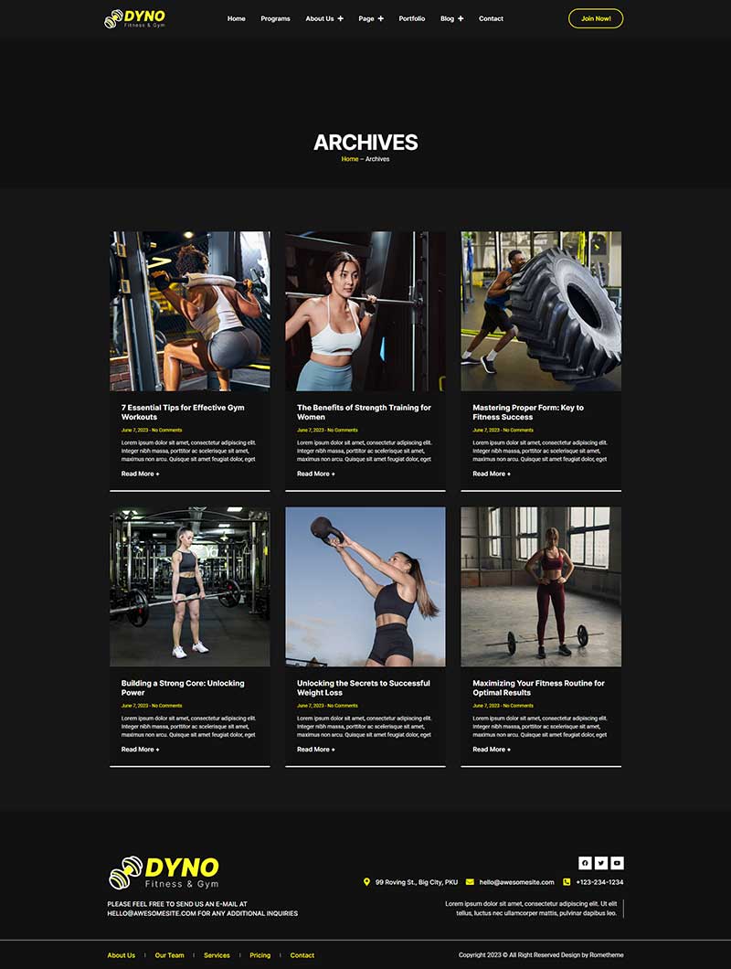 Dyno - Fitness Gym Elementor Pro Template Kit by Rometheme | ThemeForest
