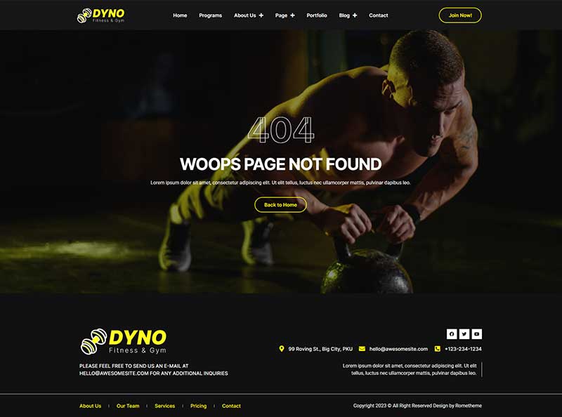 Dyno - Fitness Gym Elementor Pro Template Kit by Rometheme | ThemeForest