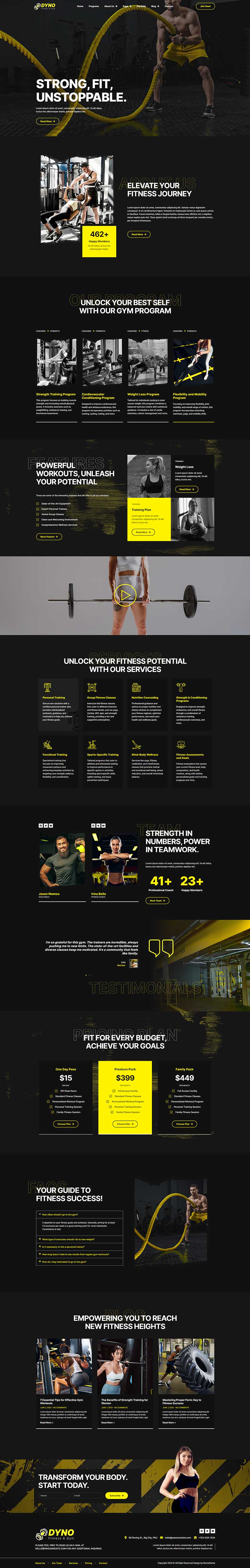 Dyno - Fitness Gym Elementor Pro Template Kit by Rometheme | ThemeForest