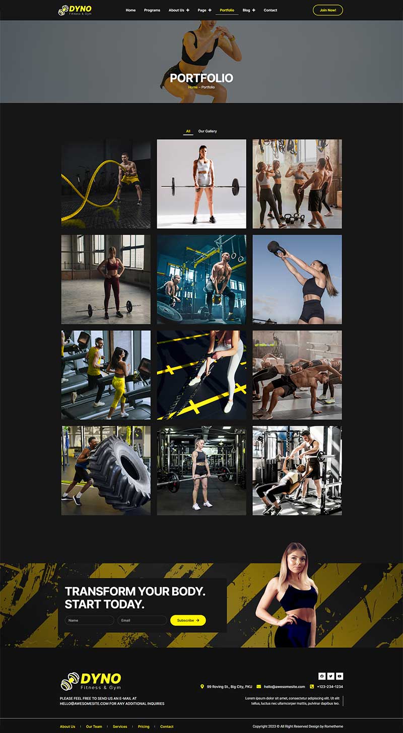 Dyno - Fitness Gym Elementor Pro Template Kit by Rometheme | ThemeForest