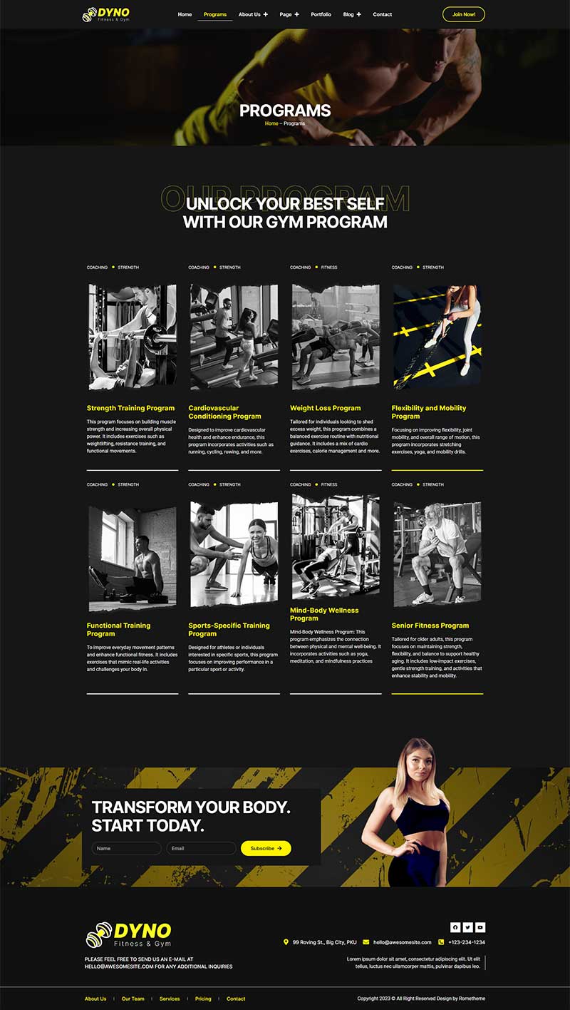 Dyno - Fitness Gym Elementor Pro Template Kit by Rometheme | ThemeForest