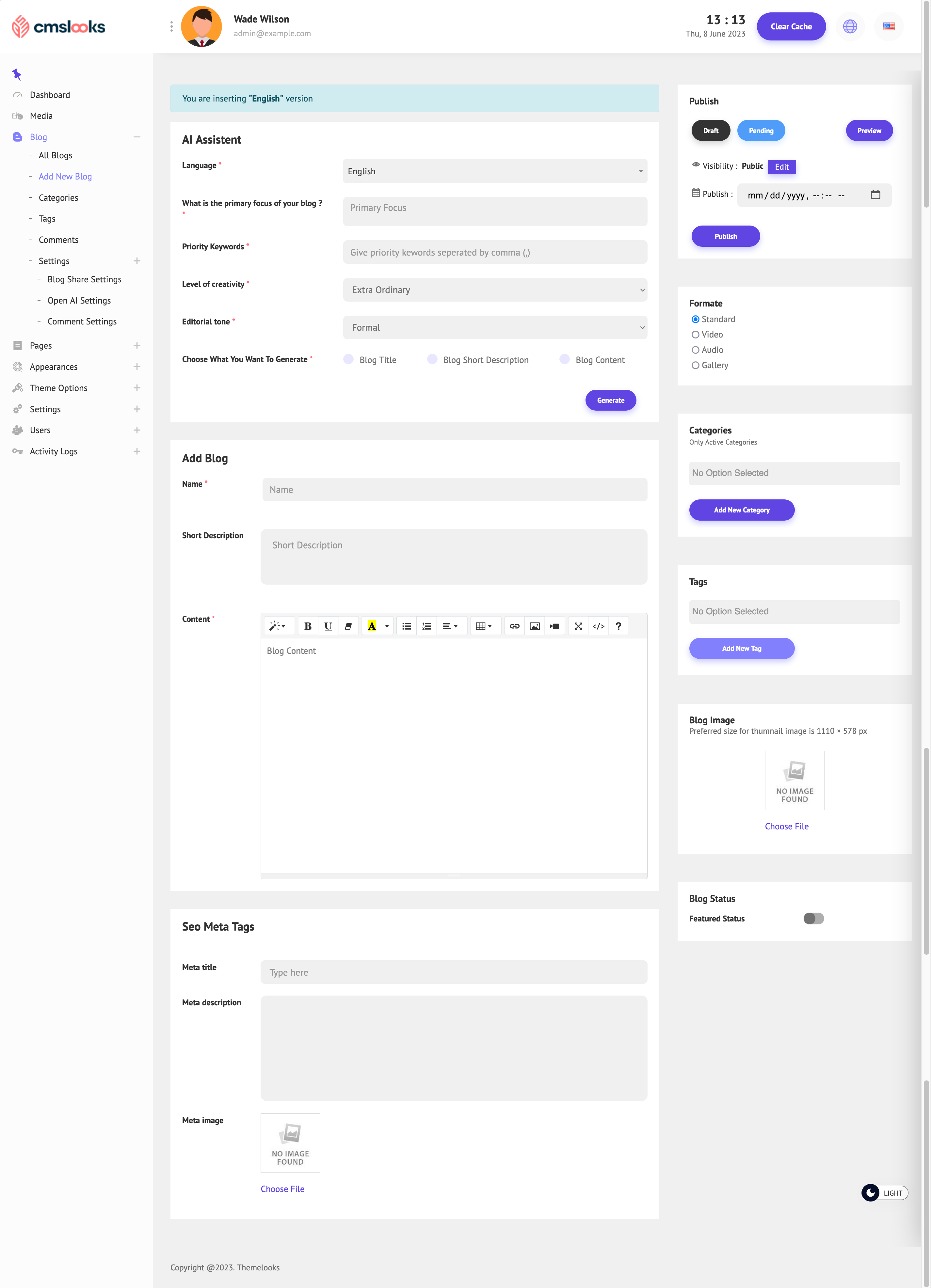 CMSLooks | Laravel CMS With OpenAI Powered Blog, News & Magazines ...