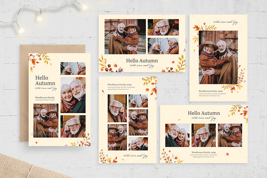 Autumn Family Photo Card Template Set, Print Templates | GraphicRiver