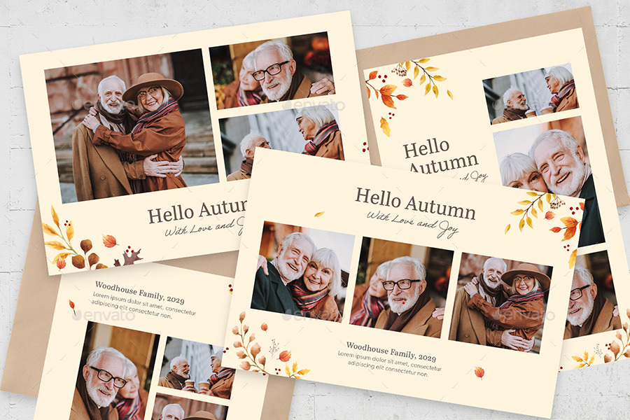 Autumn Family Photo Card Template Set, Print Templates | GraphicRiver