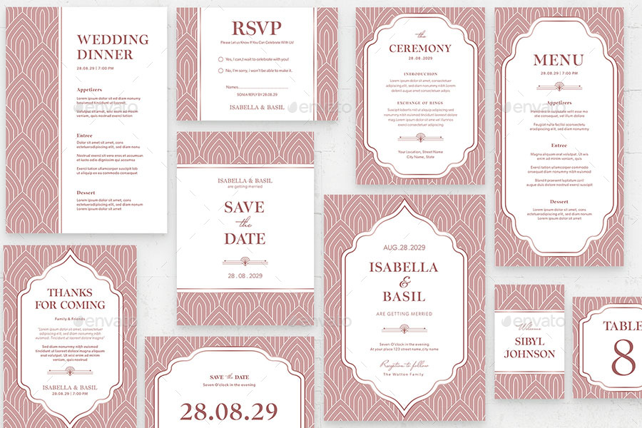 Ornate Wedding Invitation Templates Set, Print Templates | GraphicRiver