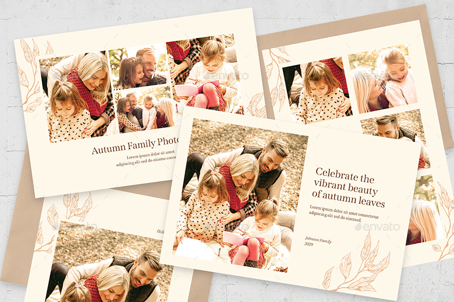 Autumn Family Photo Card Template Set, Print Templates | GraphicRiver